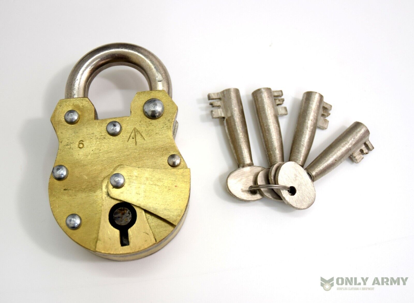 RARE British Army Large Padlock Brass Heavy Duty Vintage Lever Lock Wi ...