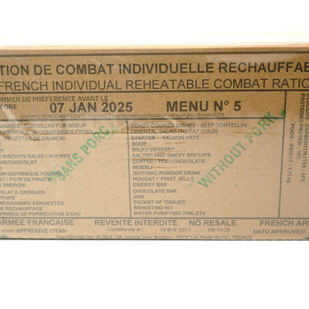 French Army RCIR Ration Pack Menu 5 (Expiry Jan 2025) 24 Hour Meal Mil ...