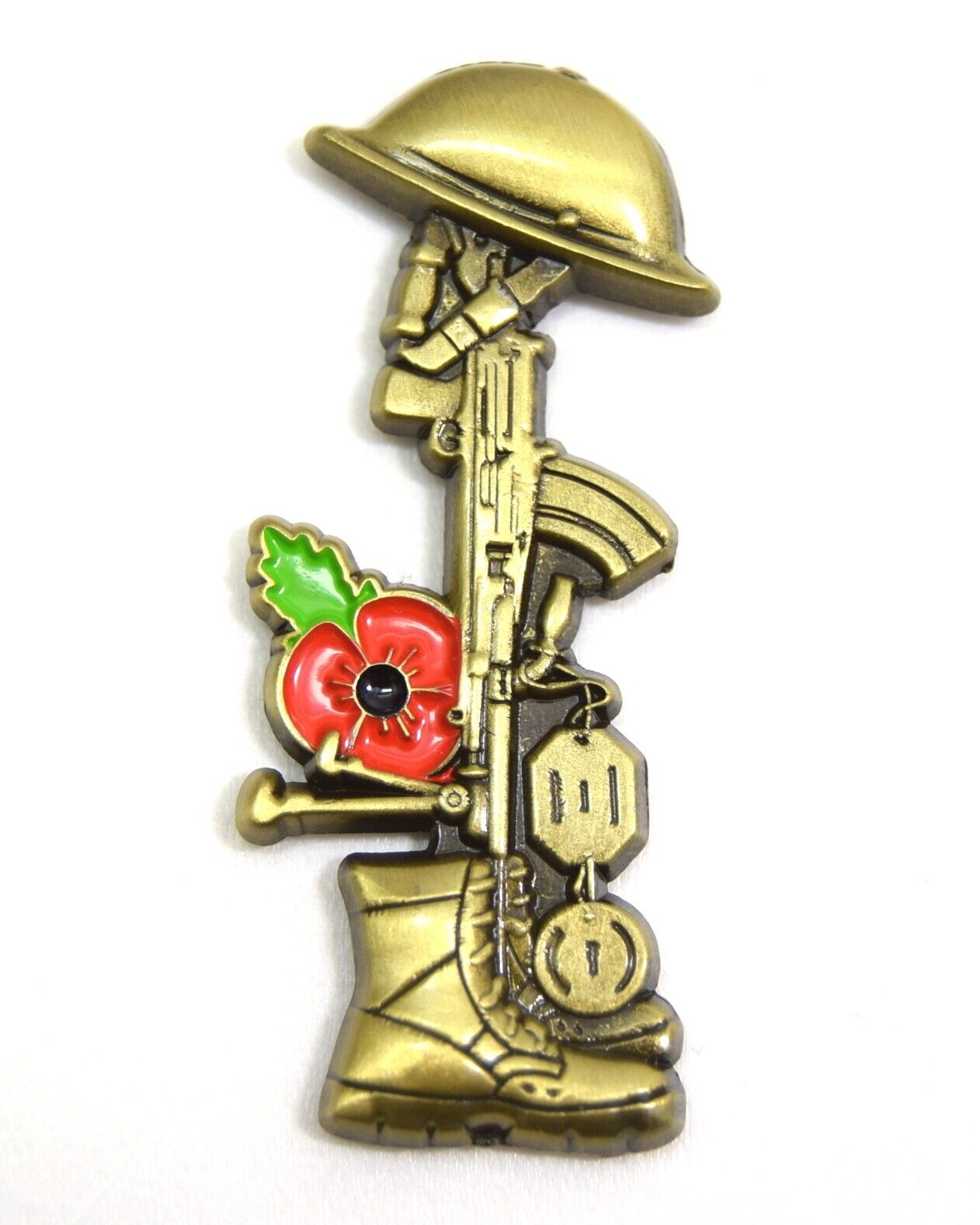 British Army Military Rifle Helmet Pin Badge WW2 Memorial Metal P0ppy ...