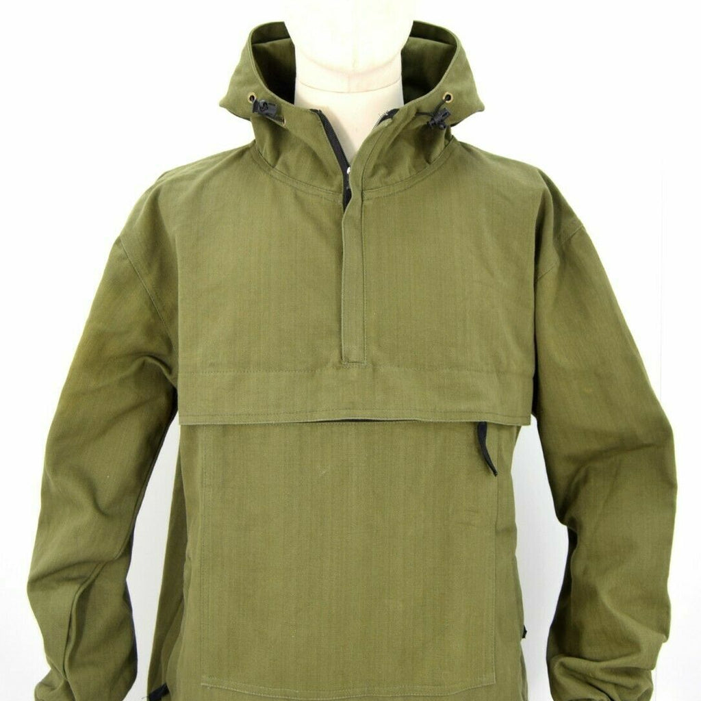 Army Olive OD Smock Canvas Cotton Anorak Buffalo Top Hooded Jacket Thi ...