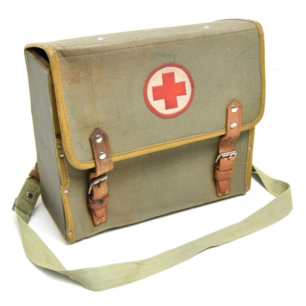 Vintage 1950's First Aid Bag Satchel Box Case Wooden Frame With Canvas ...